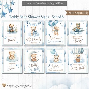 Teddy Bear Baby Shower Banner, PRINTABLE, Blue Welcome Baby, We Can ...