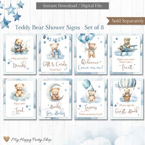 Teddy Bear Baby Shower Banner, PRINTABLE, It's a Boy Banner, Blue ...