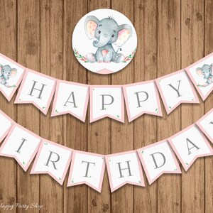 Pink Elephant Favor Tags, PRINTABLE, Girl Baby Shower, Elephant Thank ...