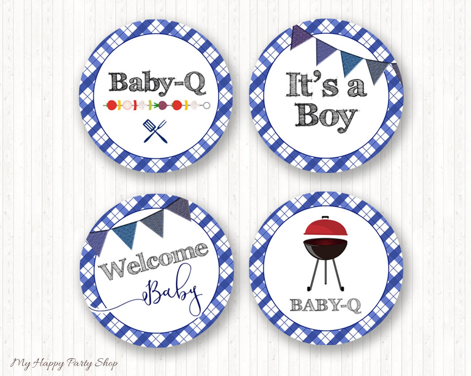 Blue Barbeque Favor Tags PRINTABLE BBQ Favor Tags BBQ | Etsy