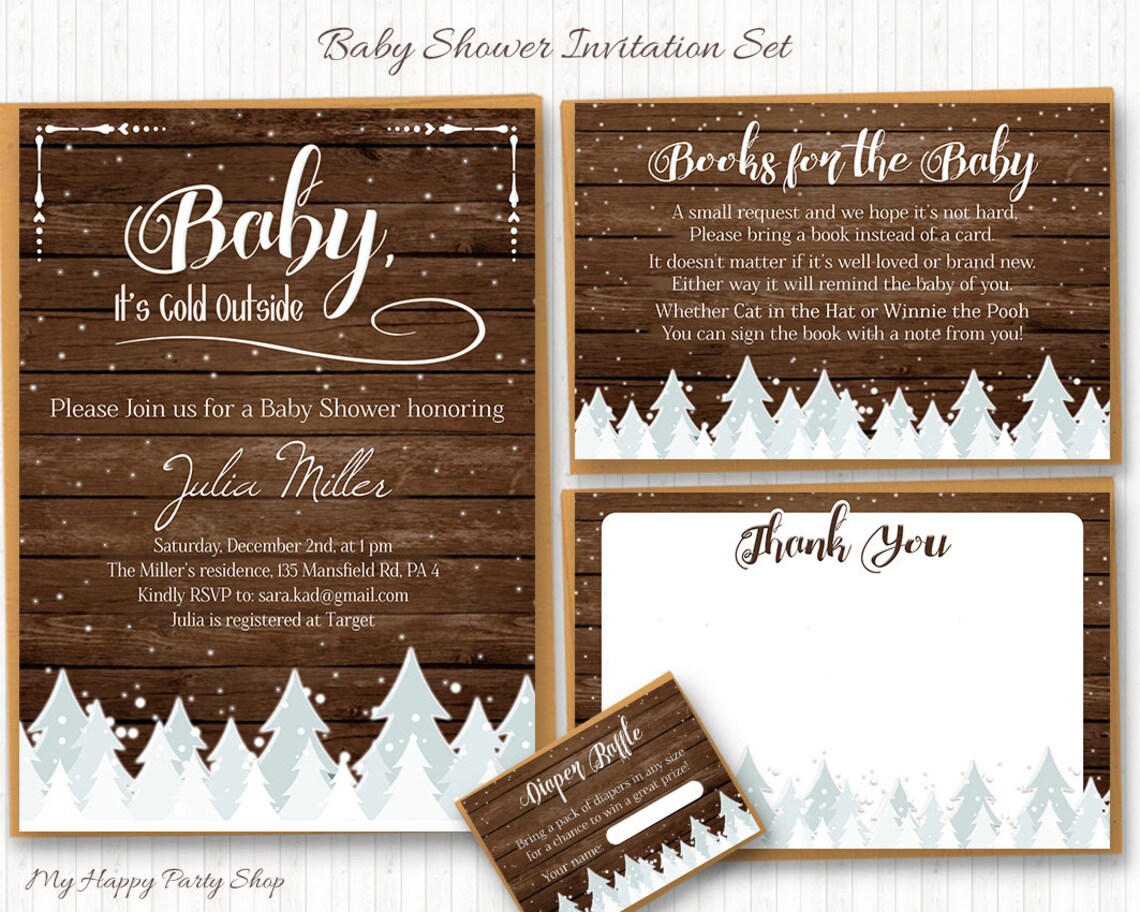 Rustic Baby Shower Invitation PRINTABLE Winter Baby Shower - Etsy