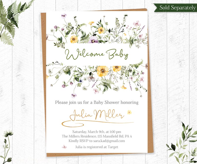 Wild Flower Welcome Baby Banner, PRINTABLE, Floral Welcome Baby, Spring ...