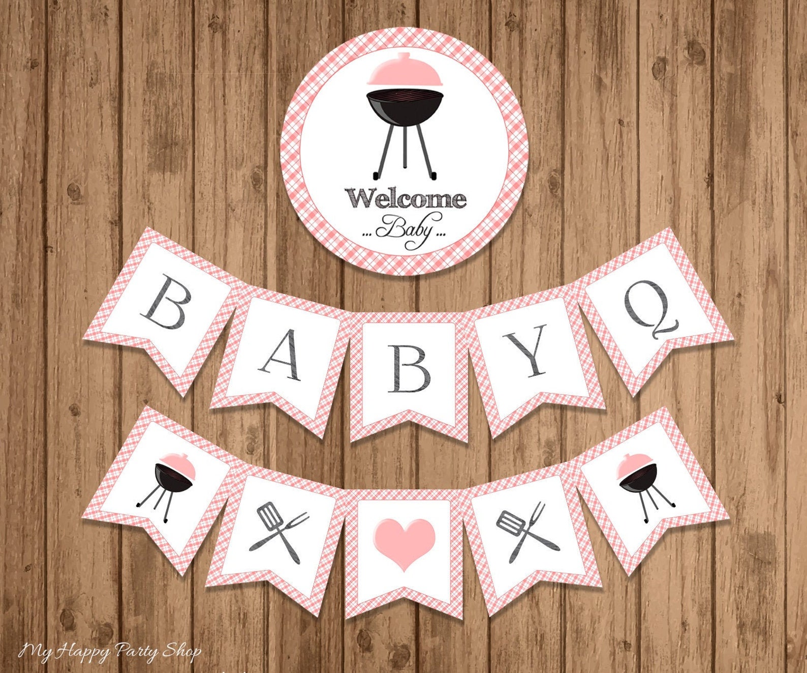 Pink Baby-q Banner - Printable, Barbecue Shower, Pink Baby Q, Baby Girl ...