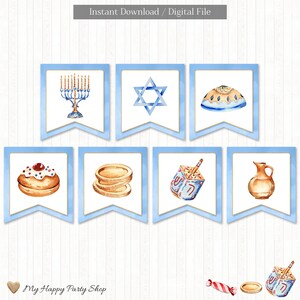 Hanukkah Banner, PRINTABLE, Happy Hanukkah Flag, Jewish Holiday ...