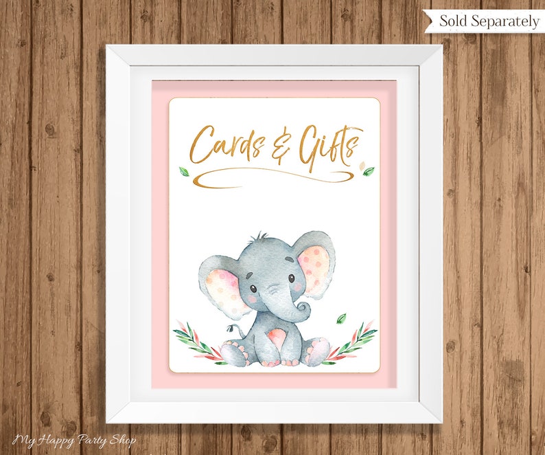 Elephant Theme Happy Birthday Party Banner, PRINTABLE, Pink, Girl ...
