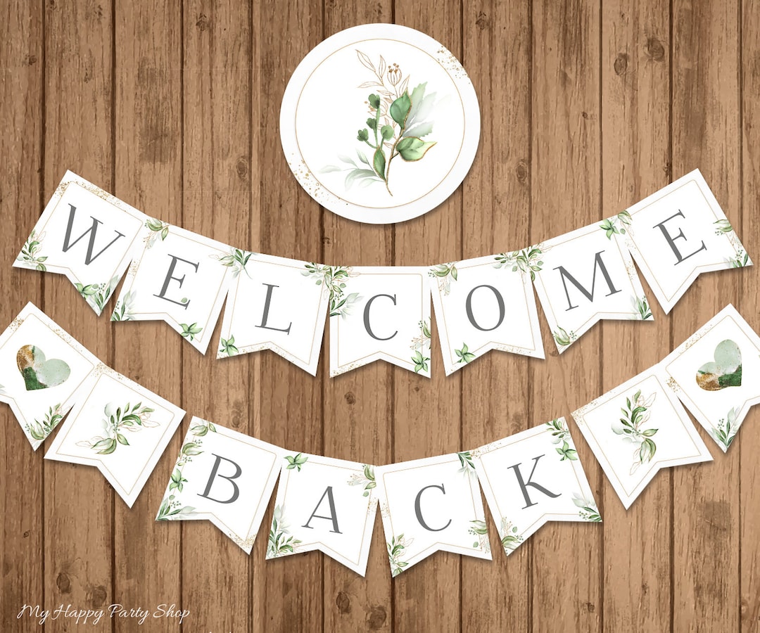 Welcome Back Banner, PRINTABLE, Greenery Homecoming Banner, Welcome ...