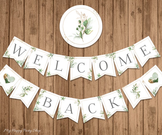 Welcome Back Banner PRINTABLE Greenery Homecoming Banner - Etsy