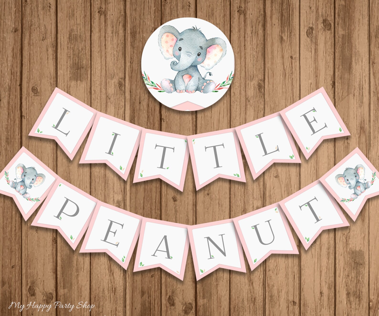 Pink Elephant Baby Shower Banner, PRINTABLE, Welcome Baby, Baby Girl ...