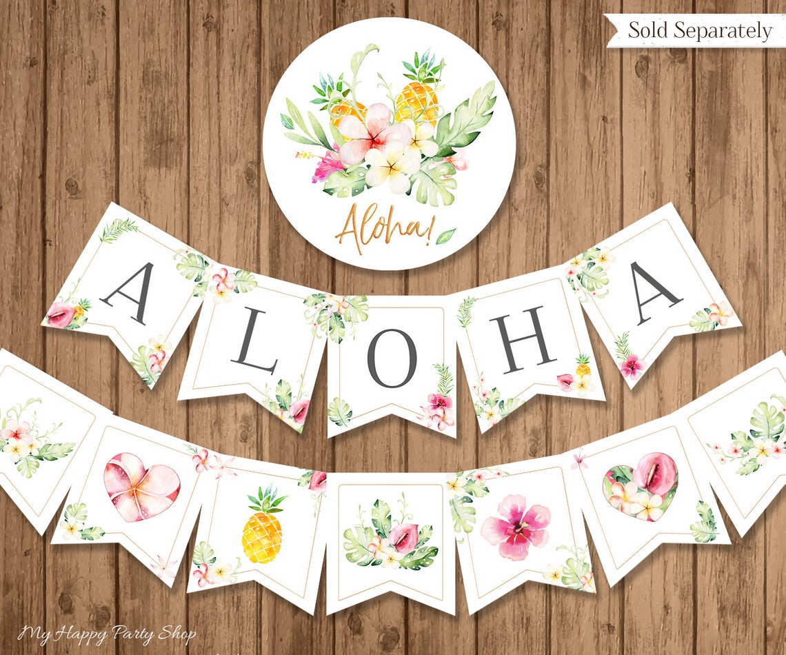 Tropical Happy Birthday Banner PRINTABLE Floral Birthday - Etsy