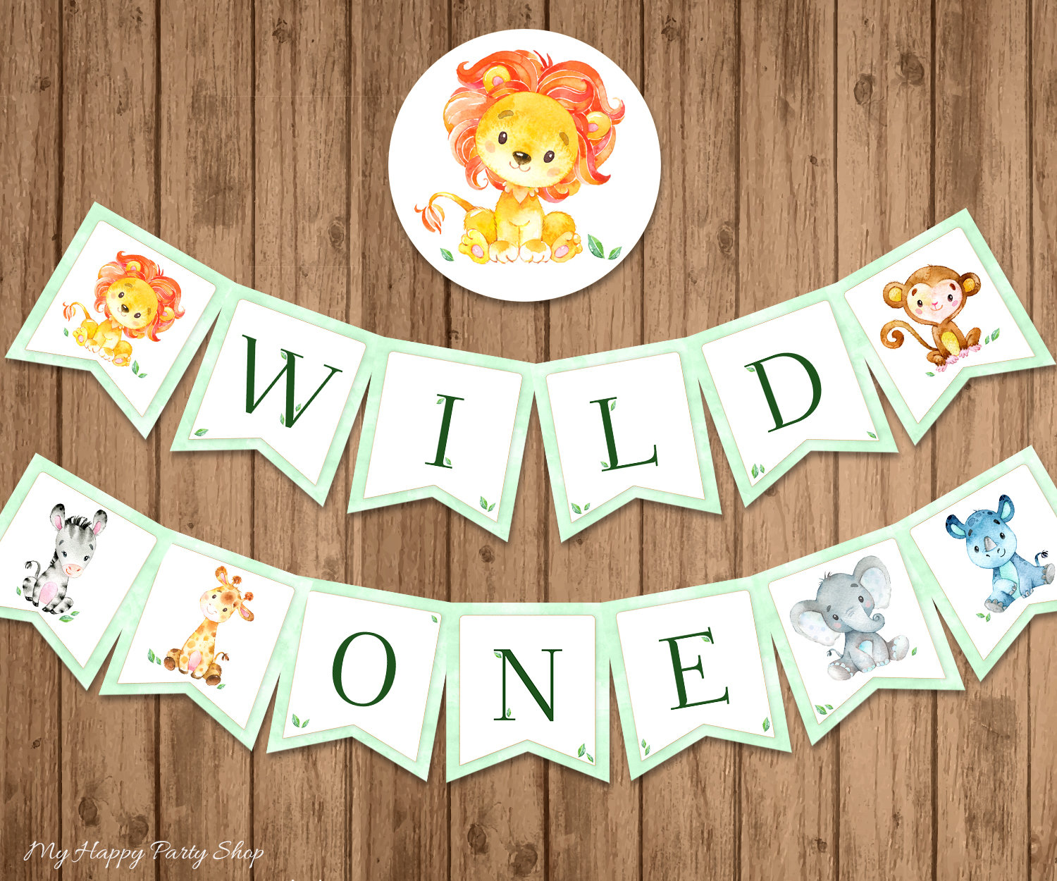 Safari First Birthday Banner PRINTABLE Wild One Banner | Etsy