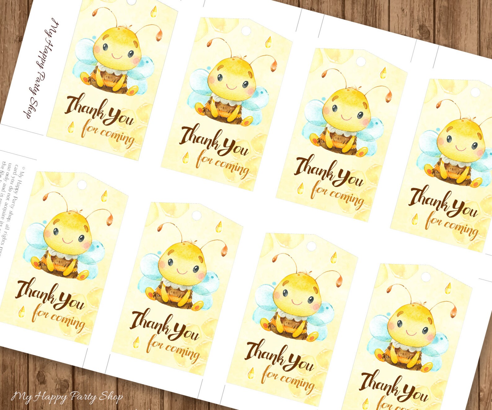 Bee Favor Tags PRINTABLE Bee Thank You Tags Bee Baby Shower - Etsy Israel