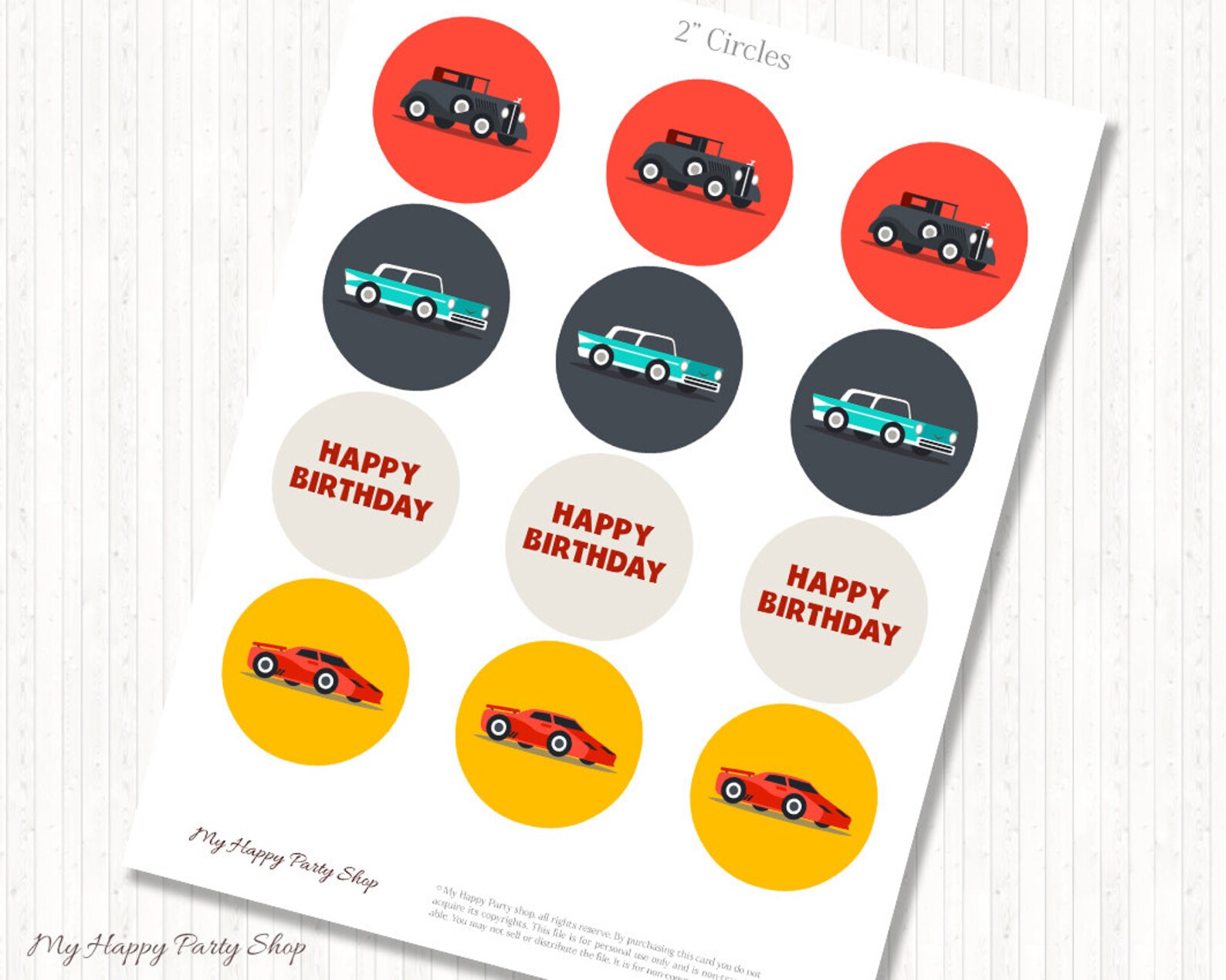 Cars Circles - 2" Cars Toppers, PRINTABLE, Centerpieces, Cars Birthday ...