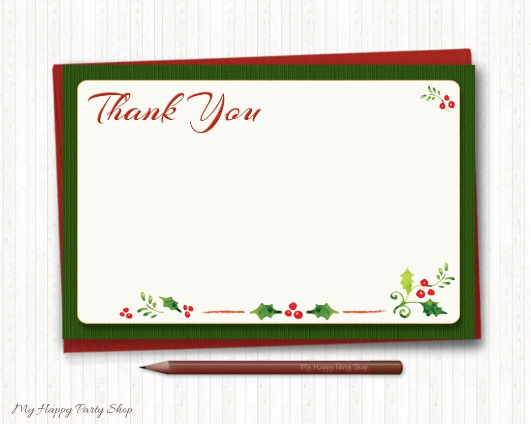 Christmas Thank You Card, Holiday Thank You Card, Winter Thank You ...