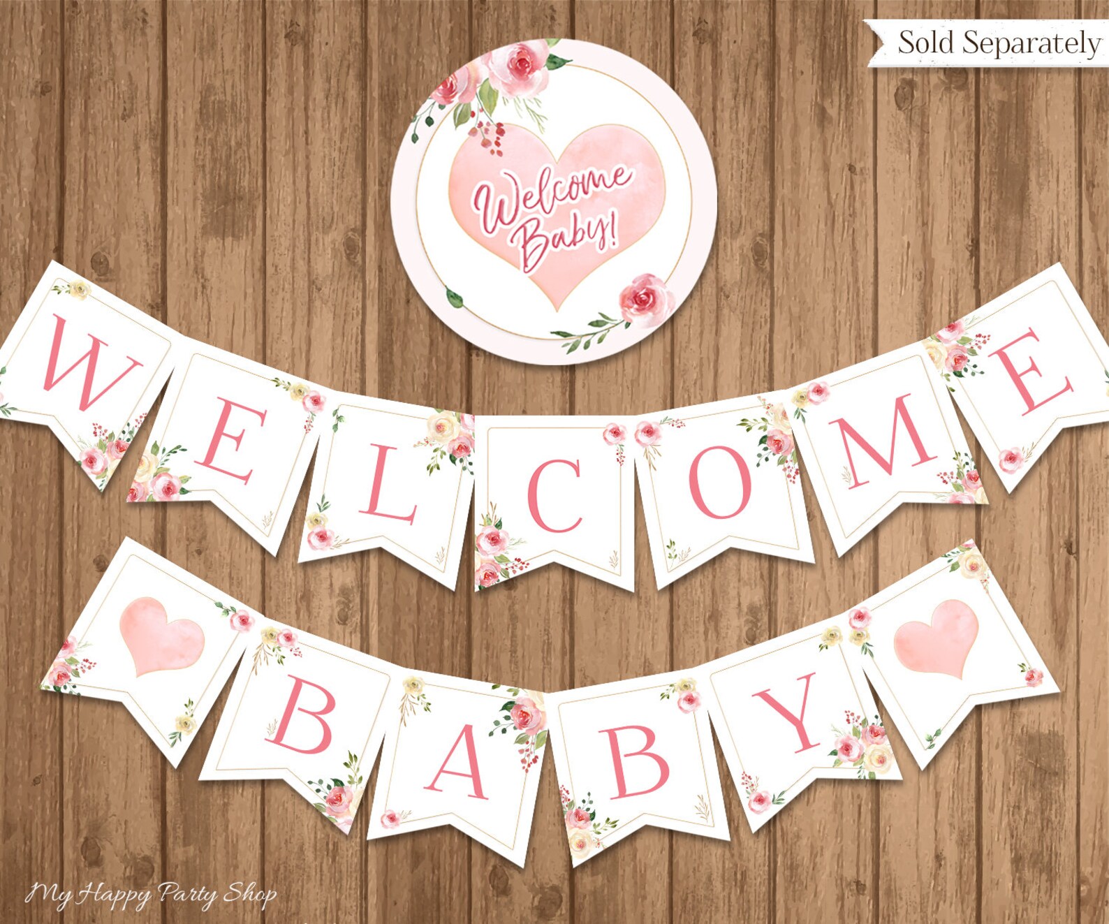 Happy Birthday Banner PRINTABLE Roses Birthday Banner Pink - Etsy