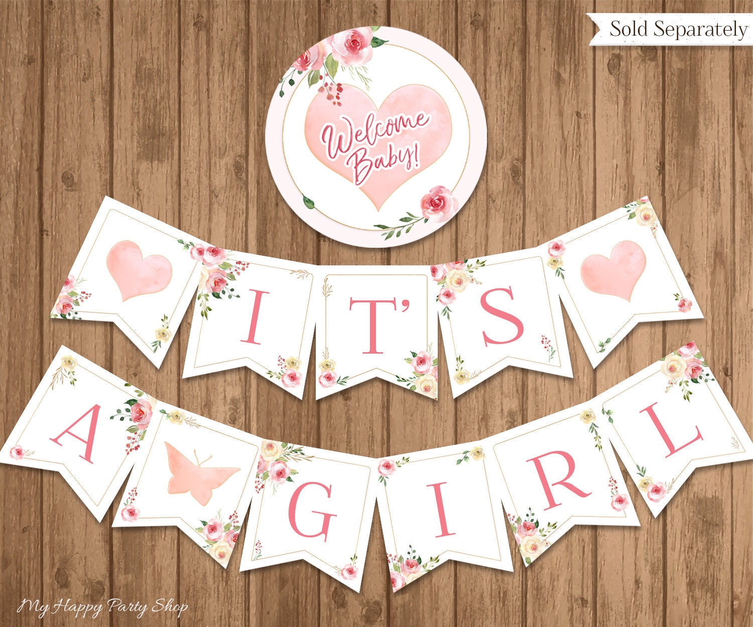 Girl Baby Shower Banner, PRINTABLE, Sweet Baby Girl, DIY, Roses Baby ...