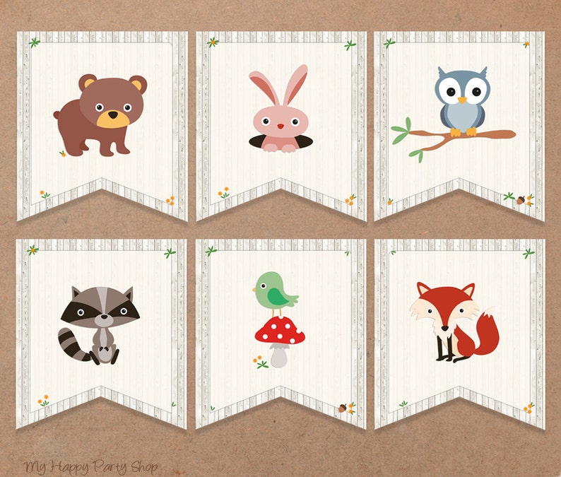 ONE Banner - Woodland Birthday Banner, PRINTABLE, Woodland Party Decor ...