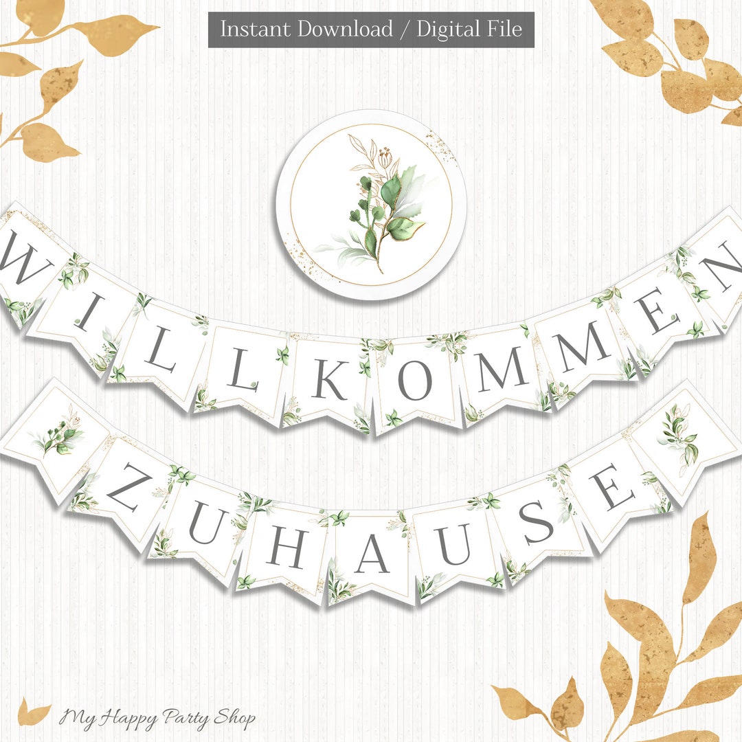 Welcome Home Banner, PRINTABLE, Willkommen Zuhause, German Banner ...
