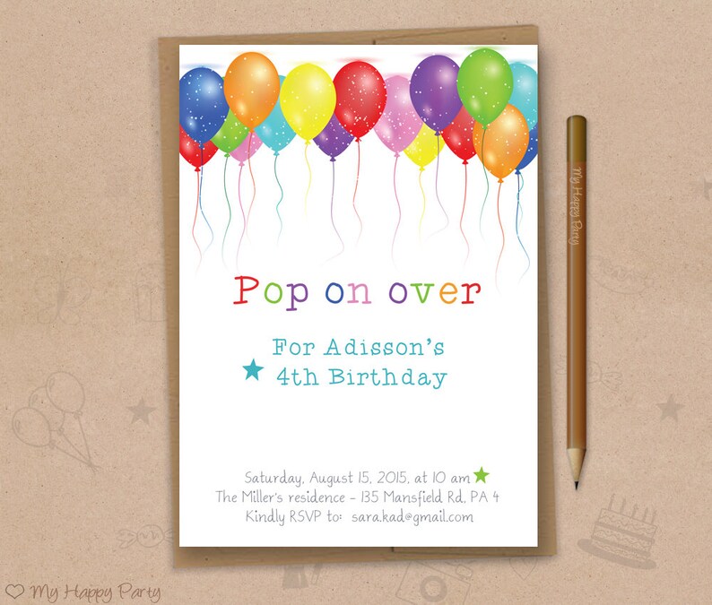 Balloons Happy Birthday Banner PRINTABLE Balloons Party - Etsy