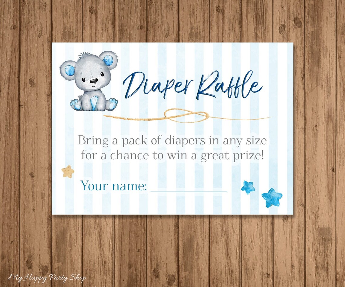 Teddy Bear Diaper Raffles PRINTABLE Bear Shower Tickets | Etsy