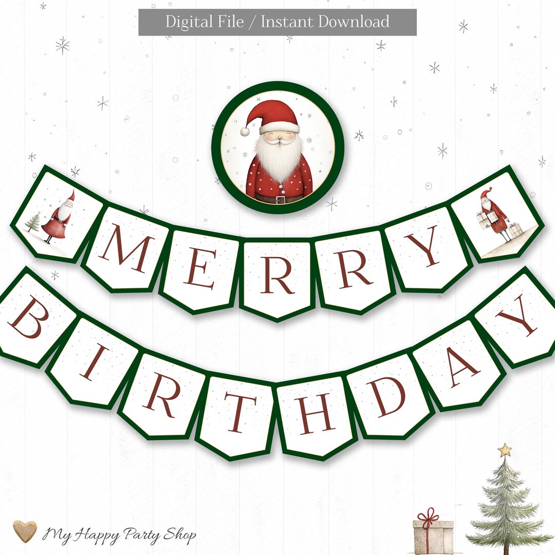 Christmas Banner, PRINTABLE, DIY, Santa Banner, Merry Christmas Banner ...