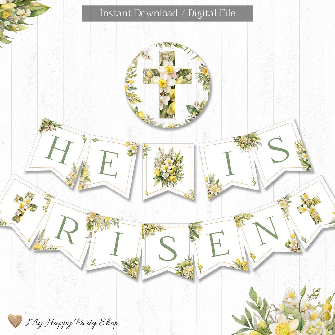He is Risen Banner | Easter Banner | Printable | Easter Decor | Easter ...