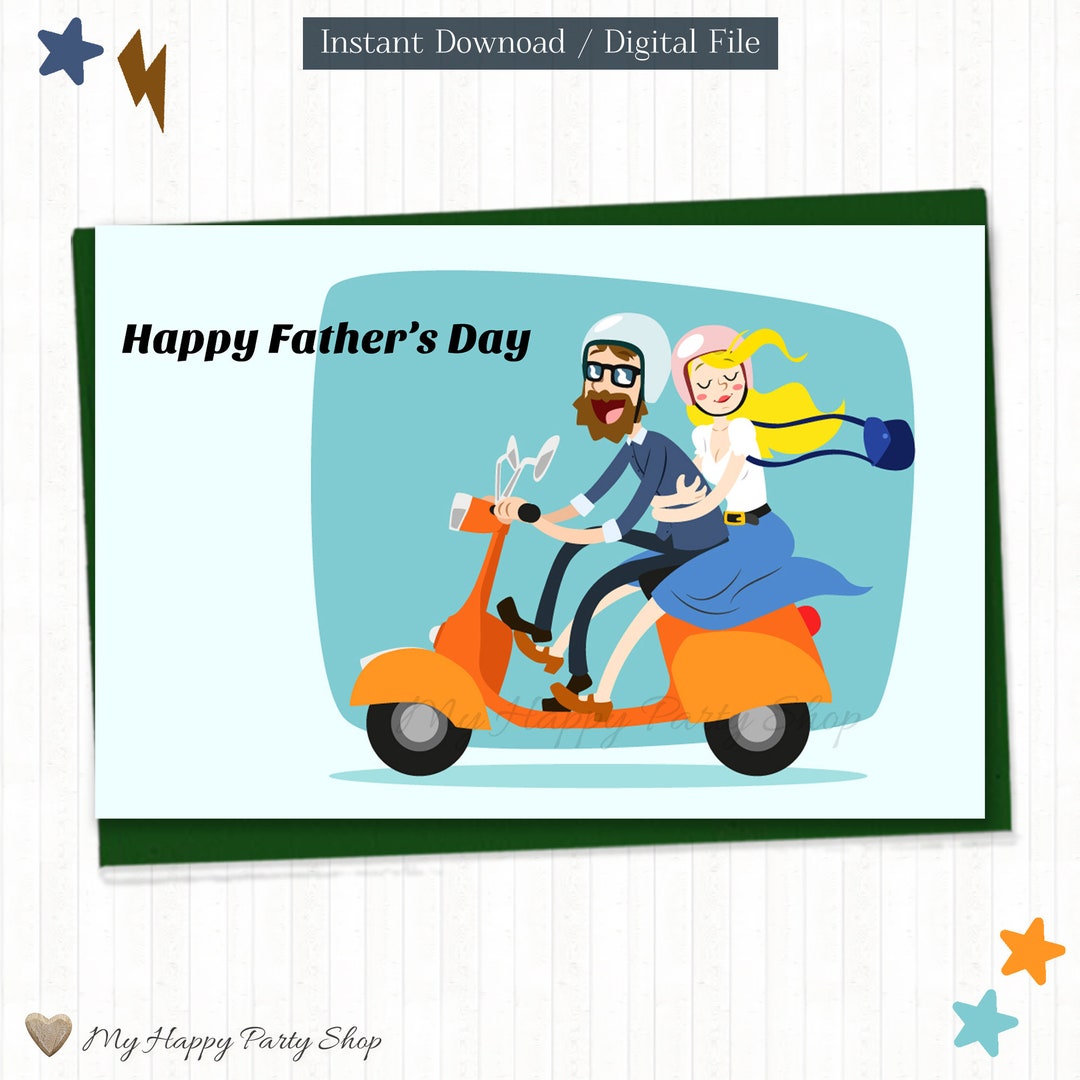 Fathers Day Card, PRINTABLE, Funny Greeting Card, Motor, Happy Fathers ...
