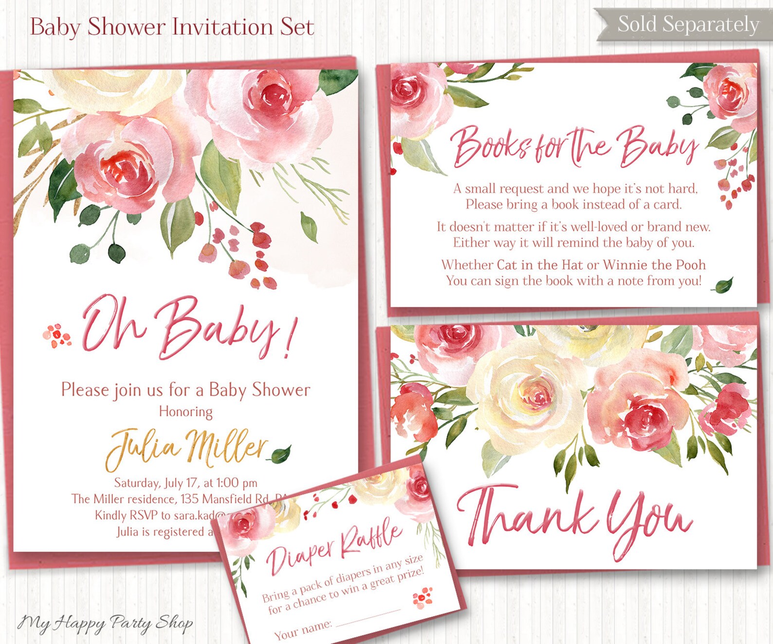 Baby in Bloom Banner PRINTABLE DIY Pink Roses Blush Roses - Etsy
