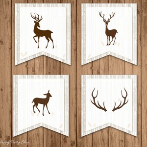 Deer Birthday Banner, Printable Happy Birthday Banner, Woodland Party ...