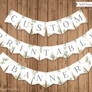 Happy Birthday Banner, PRINTABLE, Greenery Birthday Banner, Birthday ...