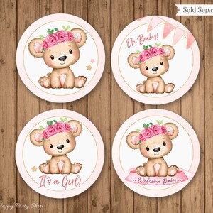 Pink Teddy Bear Favor Tags, PRINTABLE, Girl Teddy Bear Thank You Tags ...