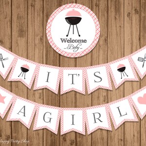 Pink Baby-q Banner - Printable, Barbecue Shower, Pink Baby Q, Baby Girl ...