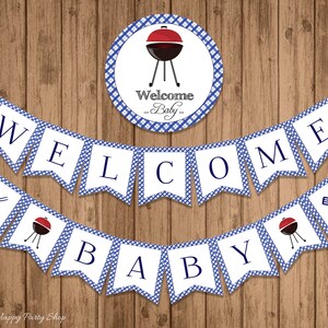 Blue Baby Q Shower Banner, Printable, BBQ Baby Shower Banner, Babyq ...