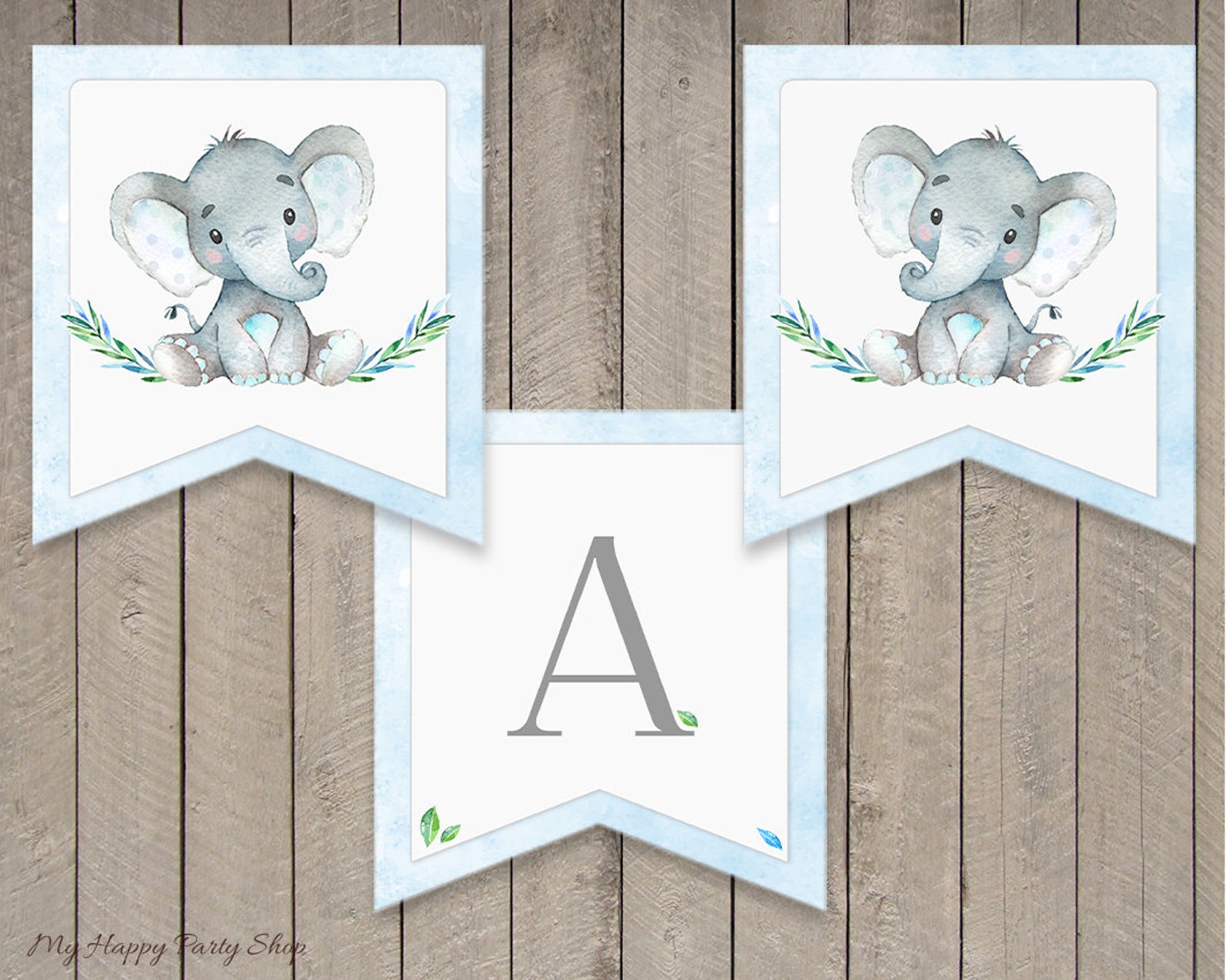 It's a Boy Banner PRINTABLE Blue Elephant Baby Shower - Etsy