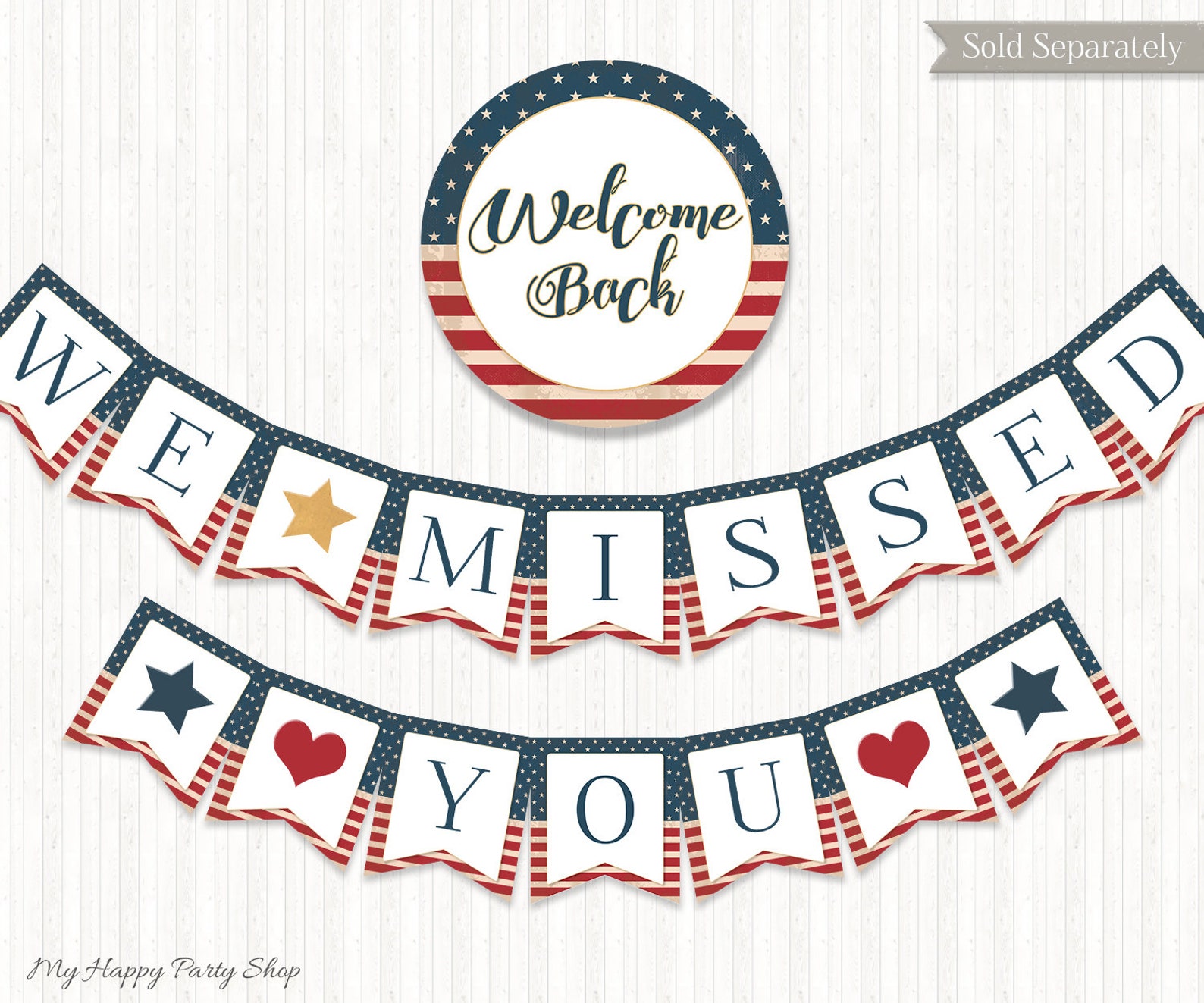 Welcome Home American Flag Banner, Printable, Military Homecoming, USA ...