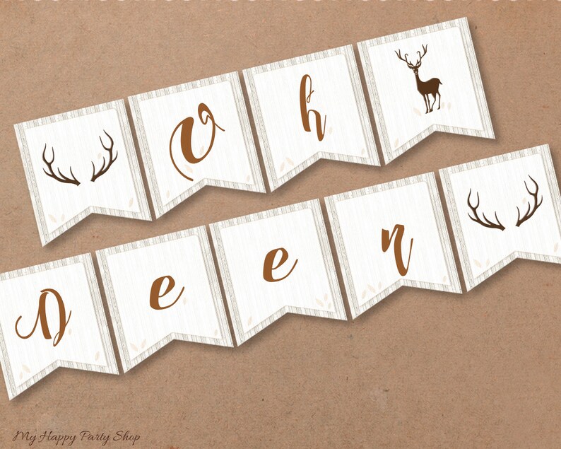 Deer Birthday Banner Printable Happy Birthday Banner | Etsy