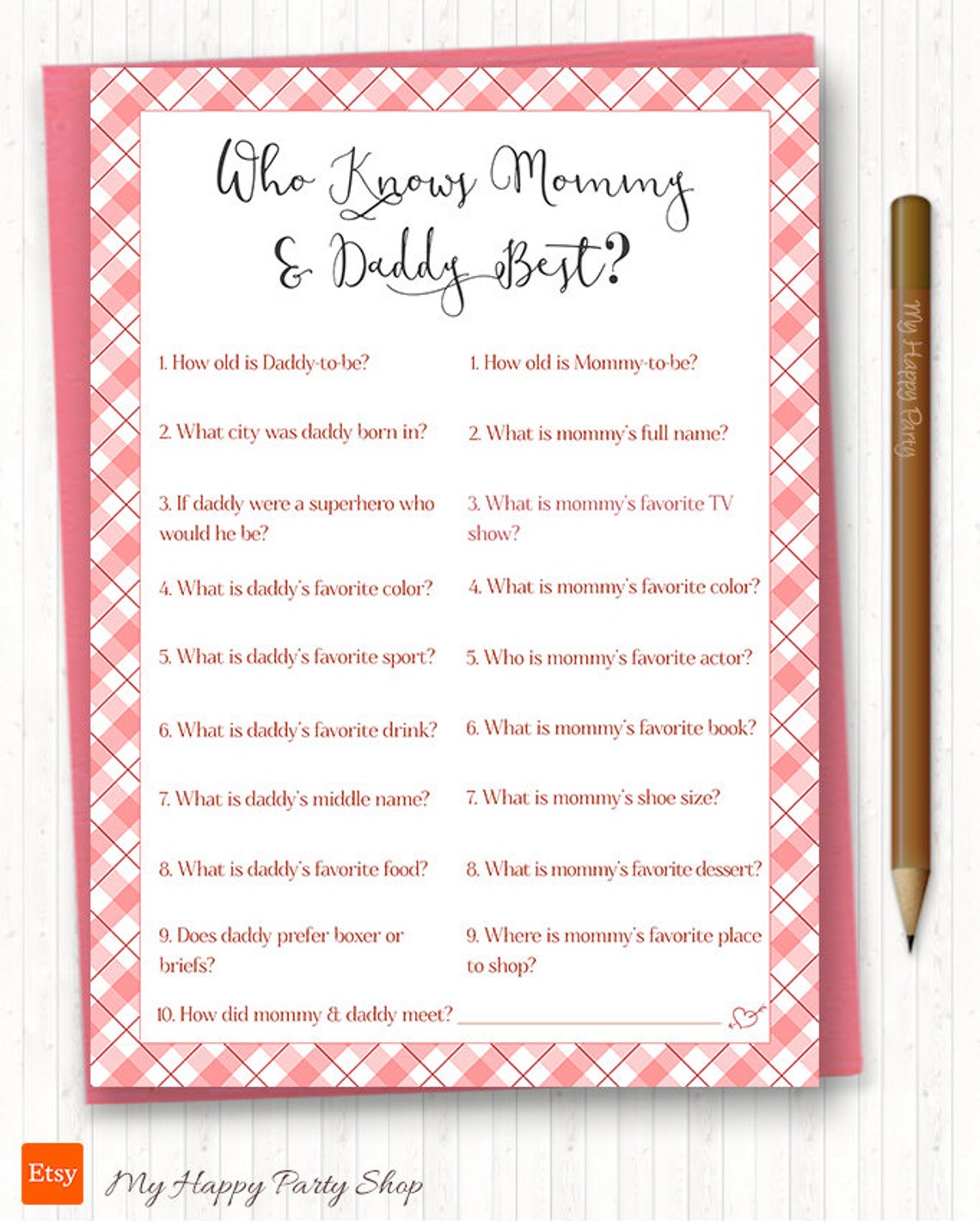 Who Knows the Parents to Be Best PRINTABLE Who Knows Mommy - Etsy