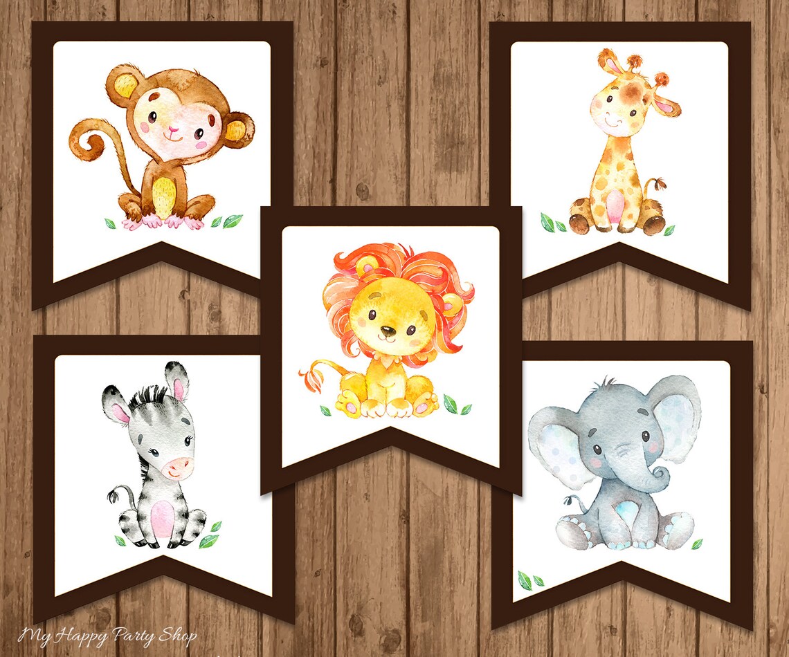 Safari Banner, PRINTABLE, Jungle Baby Shower Banner, Welcome Baby ...