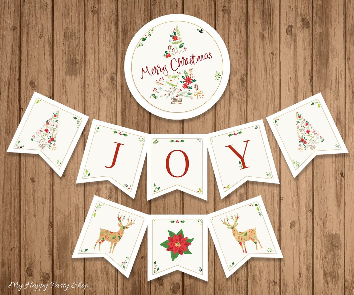 Christmas Banner PRINTABLE DIY Joy Banner Merry Christmas - Etsy