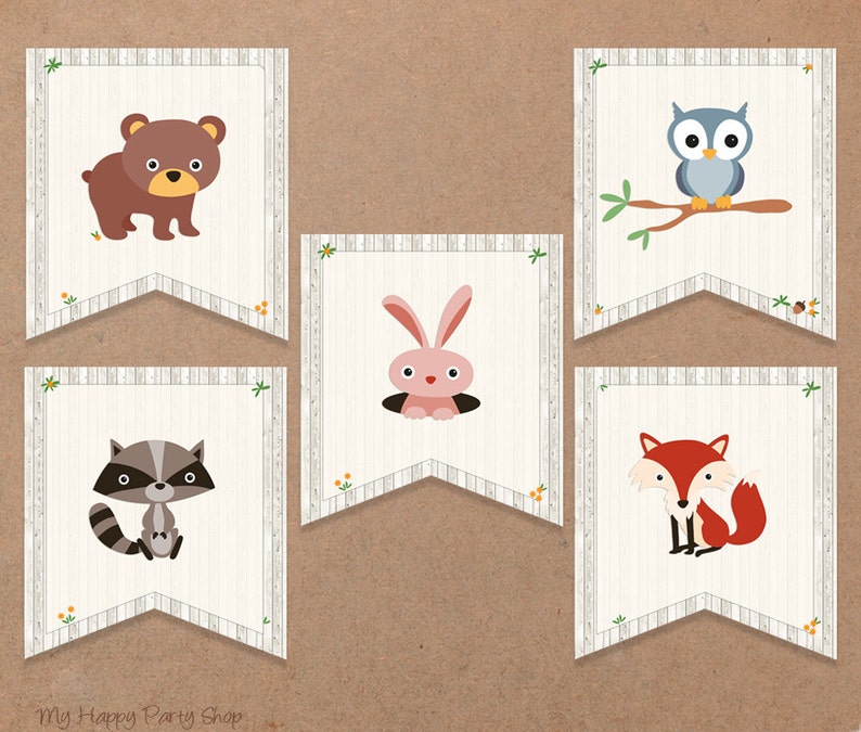 Woodland Birthday Banner, Printable Happy Birthday Banner, Woodland ...