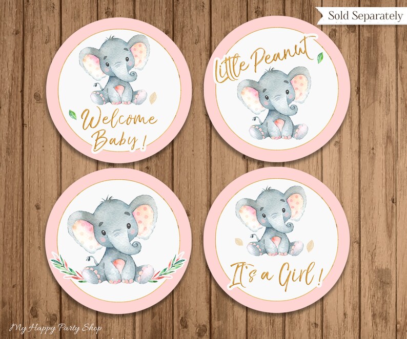 Elephant Theme Happy Birthday Party Banner, PRINTABLE, Pink, Girl ...