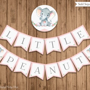Elephant Theme Happy Birthday Party Banner, PRINTABLE, Pink, Girl ...