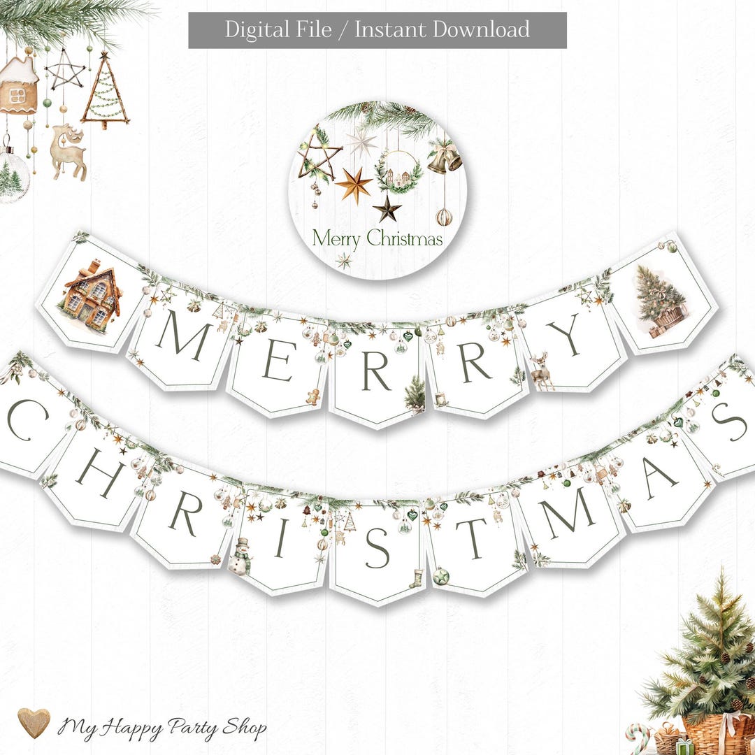 Christmas Banner | PRINTABLE | DIY | Tree Ornaments Banner | Merry ...