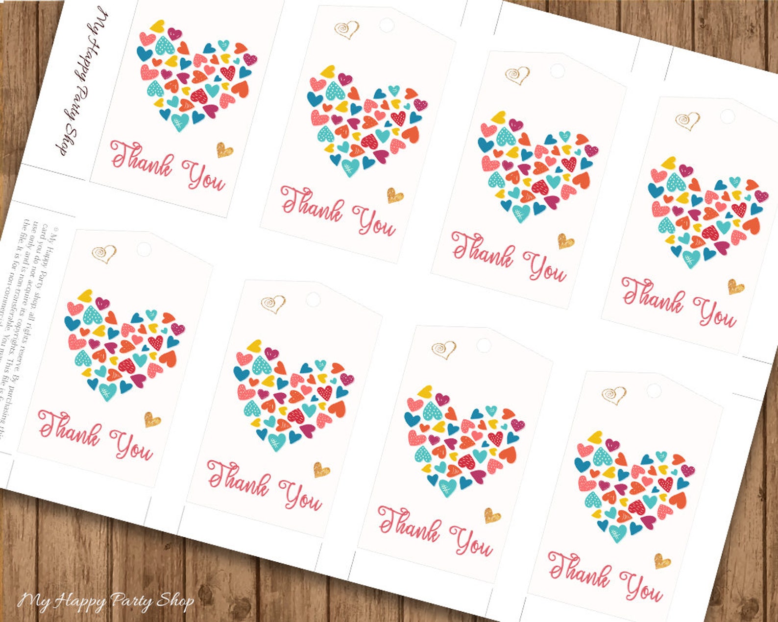 Hearts Birthday Invitation PRINTABLE Rainbow Hearts | Etsy