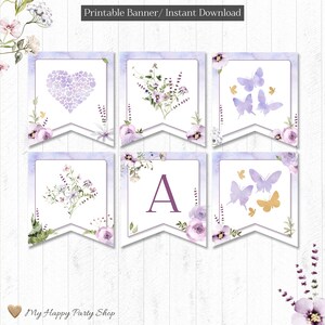 Happy Birthday Banner, PRINTABLE, Floral Birthday Banner, Birthday ...
