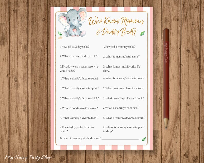 Who Knows the Parents to Be Best PRINTABLE Who Knows Mommy - Etsy