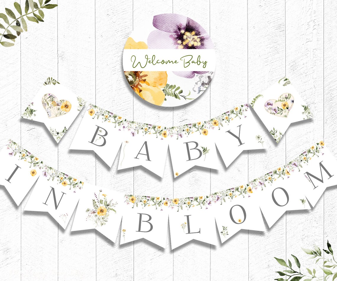Baby in Bloom Banner PRINTABLE DIY Wildflower Floral - Etsy