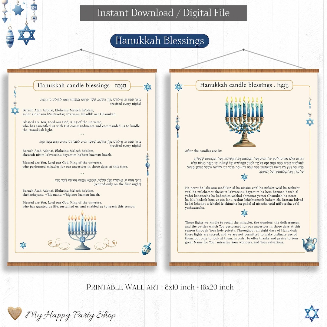Hanukkah Candle Lighting Blessings | Hebrew, Transliteration & English ...
