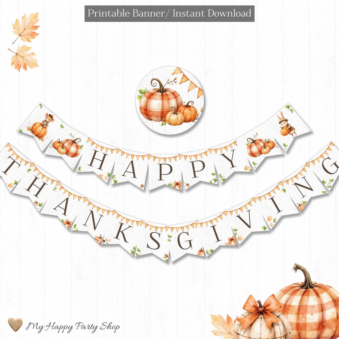Thanksgiving Banner | PRINTABLE | Happy Thanksgiving Flag ...