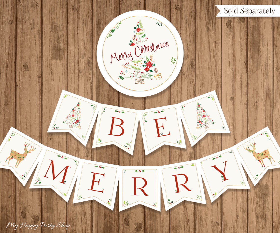 Christmas Banner PRINTABLE DIY Joy Banner Merry Christmas - Etsy