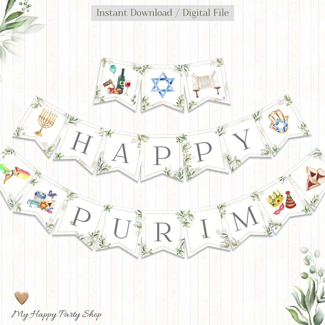 Purim Banner, PRINTABLE, Happy Purim Banner, Jewish Holiday, Purim ...